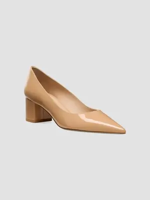 STUART WEITZMAN Power 50mm Leather Block-heel Pumps - Adobe