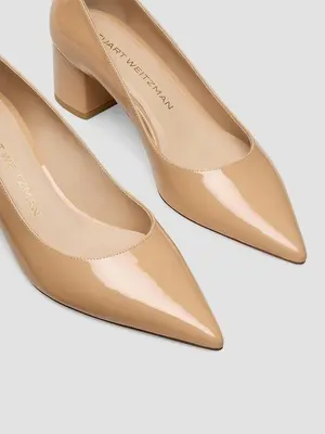 STUART WEITZMAN Power 50mm Leather Block-heel Pumps - Adobe