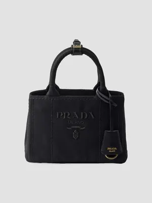 Prada Jardinière Cotton Canvas Mini Top Handle Bag - Black