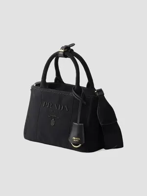 Prada Jardinière Cotton Canvas Mini Top Handle Bag - Black