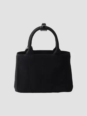 Prada Jardinière Cotton Canvas Mini Top Handle Bag - Black