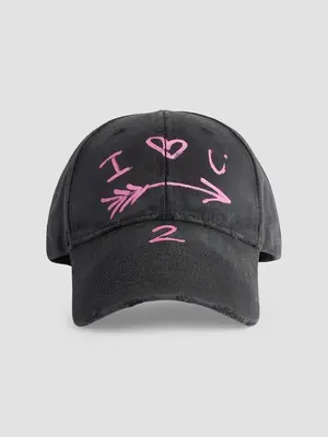Balenciaga I Love U Baseball Cap - Black