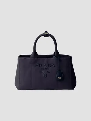 Prada Jardinière Cotton Canvas Tote Bag - Blue