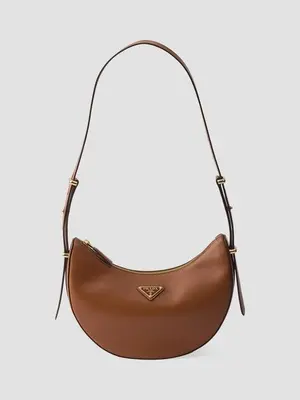Prada Arqué Small Leather Shoulder Bag - Brown