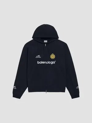 Balenciaga Soccer Oversized Zip-up Hoodie - Black