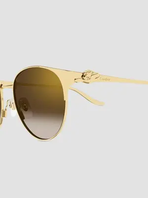 Cartier Panthère Classic 53mm 24k-gold-plated Round Sunglasses