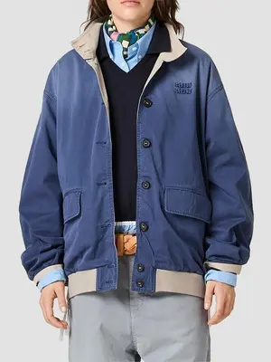 Miu Miu Old Washed Twill Blouson Jacket - Blue