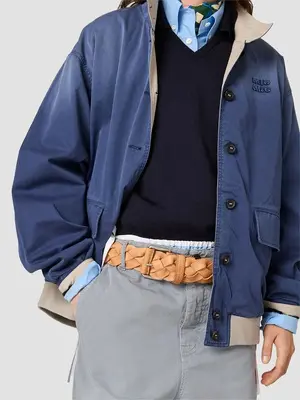 Miu Miu Old Washed Twill Blouson Jacket - Blue