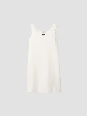 Miu Miu Slubbed Poplin Dress - White