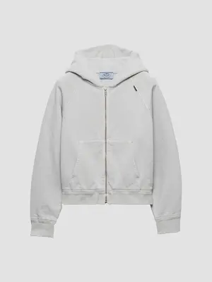 Prada Cotton Hoodie Jacket Grey