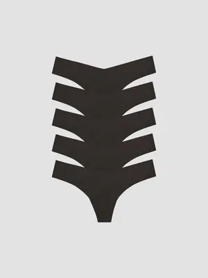 Commando Microfiber 5-pack Thong Set - Black