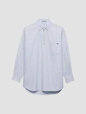 Prada Striped Cotton Shirt With Half-zipper - Blue