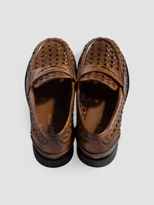 Miu Miu Woven Leather Loafers