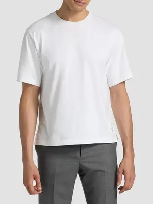 Thom Browne Rwb Trim Oversized Cotton Crewneck T-shirt