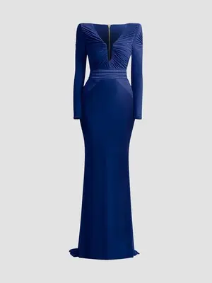 ZHIVAGO The Bloom Gathered Jersey Gown - Midnight