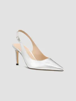 STUART WEITZMAN Power 75mm Leather Slingback Pumps - Silver