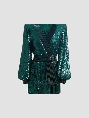 ZHIVAGO Cala Conta Sequined Wrap Minidress