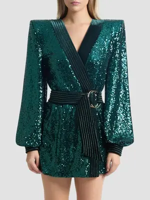 ZHIVAGO Cala Conta Sequined Wrap Minidress