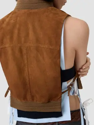 Miu Miu Waxed Suede Leather Vest