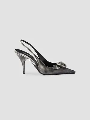 Prada Leather Slingback Pumps - Silver