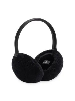 Gorski Select Shearling Lamb Earmuffs With Leather Frame Black