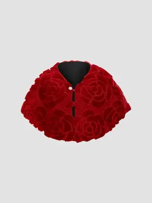 Gorski Floral Embroidered Stole - Red
