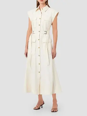 NICHOLAS THE LABEL Romina Cotton-blend Twill Midi-shirtdress