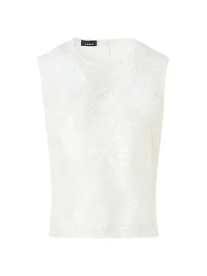 Akris Lacquered Fan Lace Top - Ecru