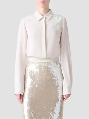 Akris Silk Crepe Blouse - Vanilla