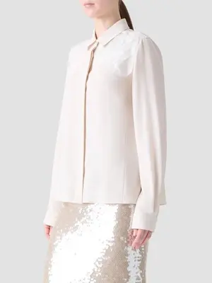 Akris Silk Crepe Blouse - Vanilla