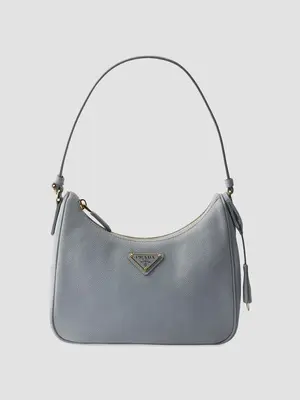 Prada Re-edition 2005 Nubuck And Saffiano Leather Shoulder Bag - Grey