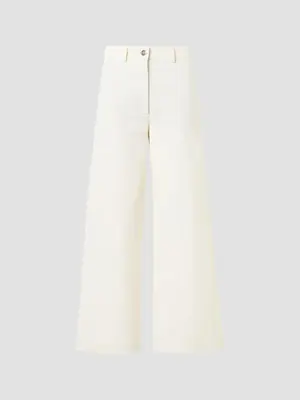 Akris Finn Cotton-linen Gabardine Wide-leg Pants - Ecru