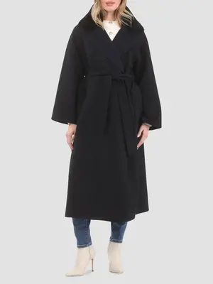 Gorski Reversible Loro Piana Wool Coat With Detachable Select Shearling Lamb Collar, Belt