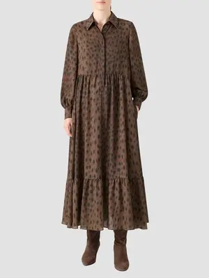 Akris Leopard Georgette Maxi Shirtdress