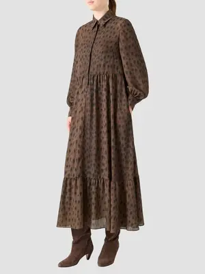 Akris Leopard Georgette Maxi Shirtdress