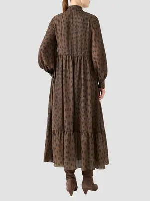 Akris Leopard Georgette Maxi Shirtdress