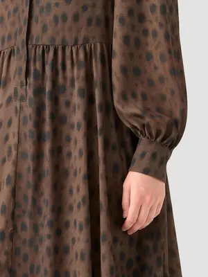 Akris Leopard Georgette Maxi Shirtdress