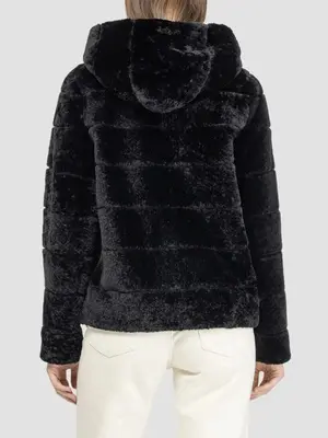 Gorski Horizontal Curly Shearling Lamb Zip Jacket With Hood