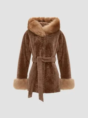 Gorski Textured Lamb Reversible Parka Jacket - Camel
