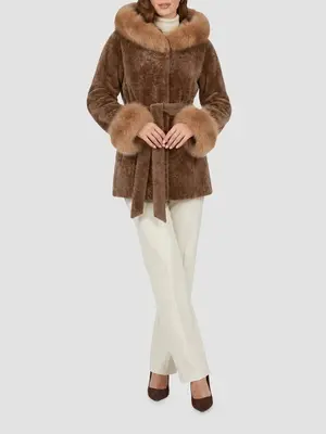 Gorski Textured Lamb Reversible Parka Jacket - Camel