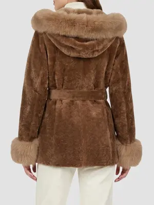 Gorski Textured Lamb Reversible Parka Jacket - Camel