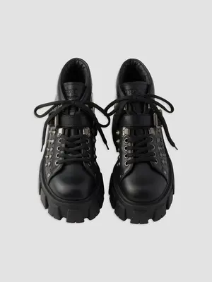 Prada Monolith Studded Leather Booties