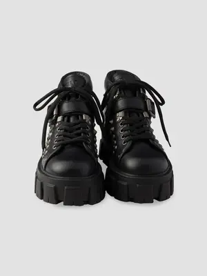 Prada Monolith Studded Leather Booties