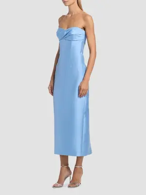 Monique Lhuillier Mikado Strapless Cocktail Dress