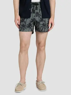 SAKS FIFTH AVENUE Breezy Palms Printed Drawstring Swim Shorts