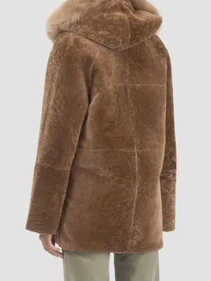 Gorski Reversible Textured Shearling Lamb Parka With Merinillo Shearling Lamb Hood Trim - Camel