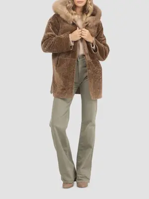 Gorski Reversible Textured Shearling Lamb Parka With Merinillo Shearling Lamb Hood Trim - Camel