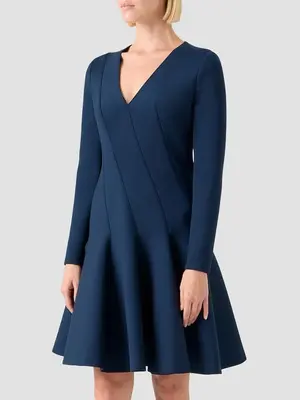Akris Stretch-neoprene Diagonal Godet Minidress