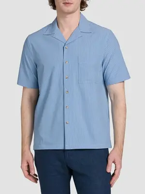 SAKS FIFTH AVENUE Collection Tonal Microstripe Camp Shirt