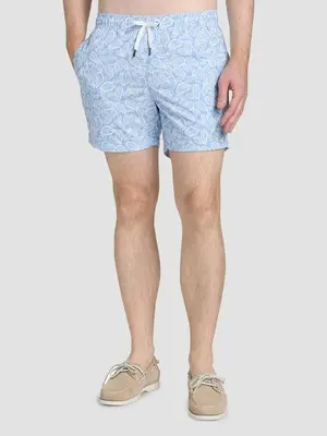 SAKS FIFTH AVENUE Collection Tropical Leaf Print Drawstring Swim Shorts